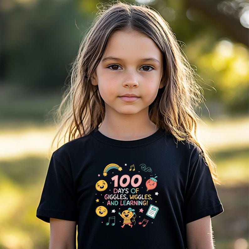 100 Days of Giggles Wiggles and Learning T-shirt, Cute School Milestone ...