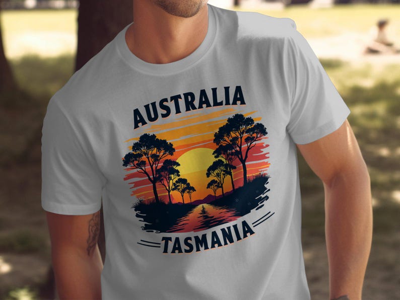 Australia Tasmania Sunset Landscape Graphic T-shirt, Vintage Australia ...