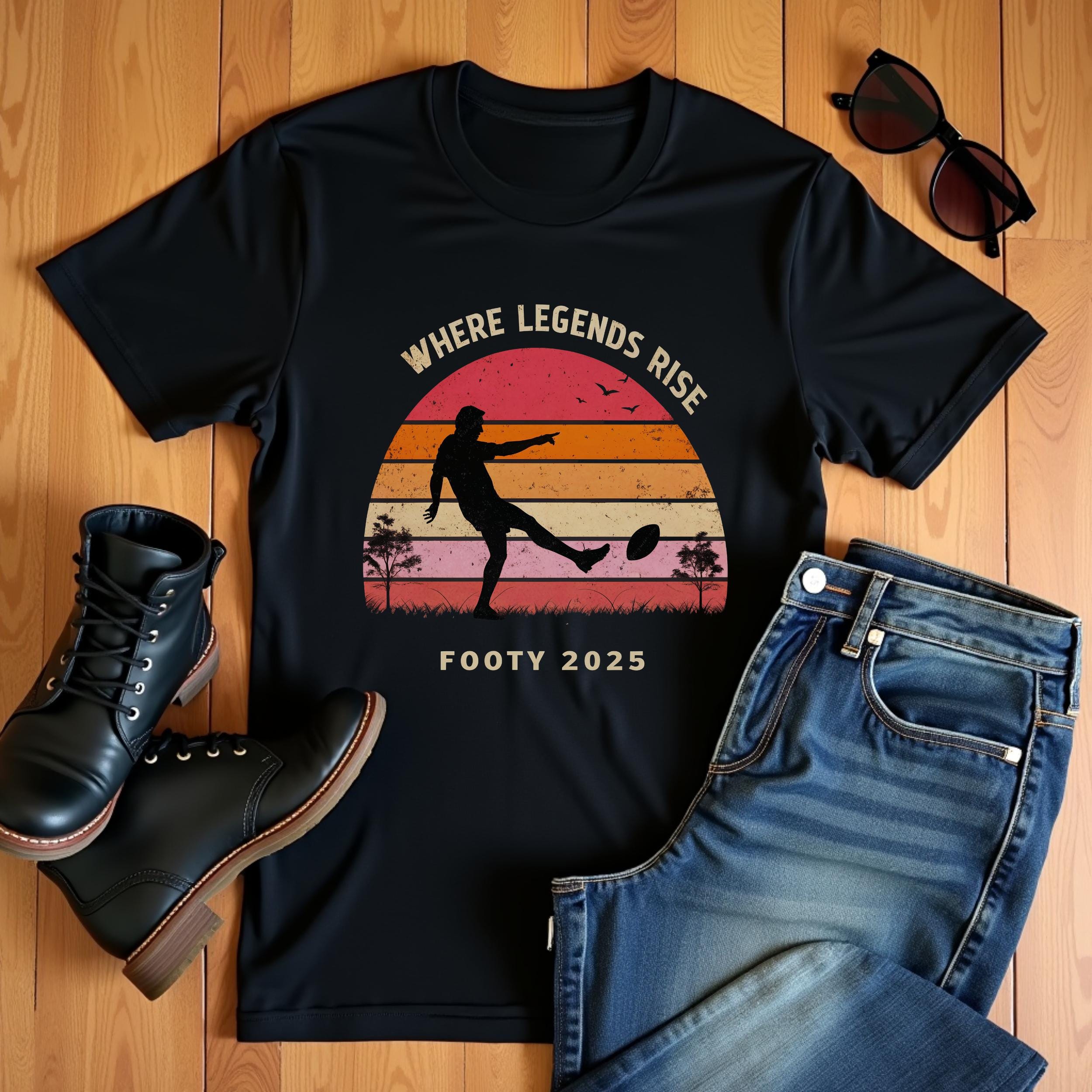 Footy 2025 Where Legends Rise T-shirt, Vintage Retro Aussie Football ...