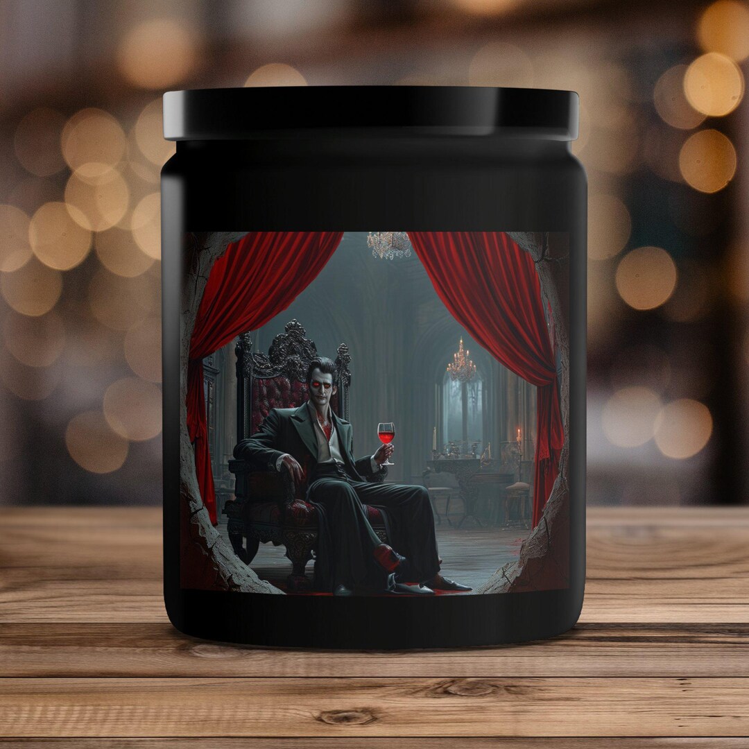 Gothic Vampire Candle, Red Curtain Decor, Spooky Halloween Candle ...