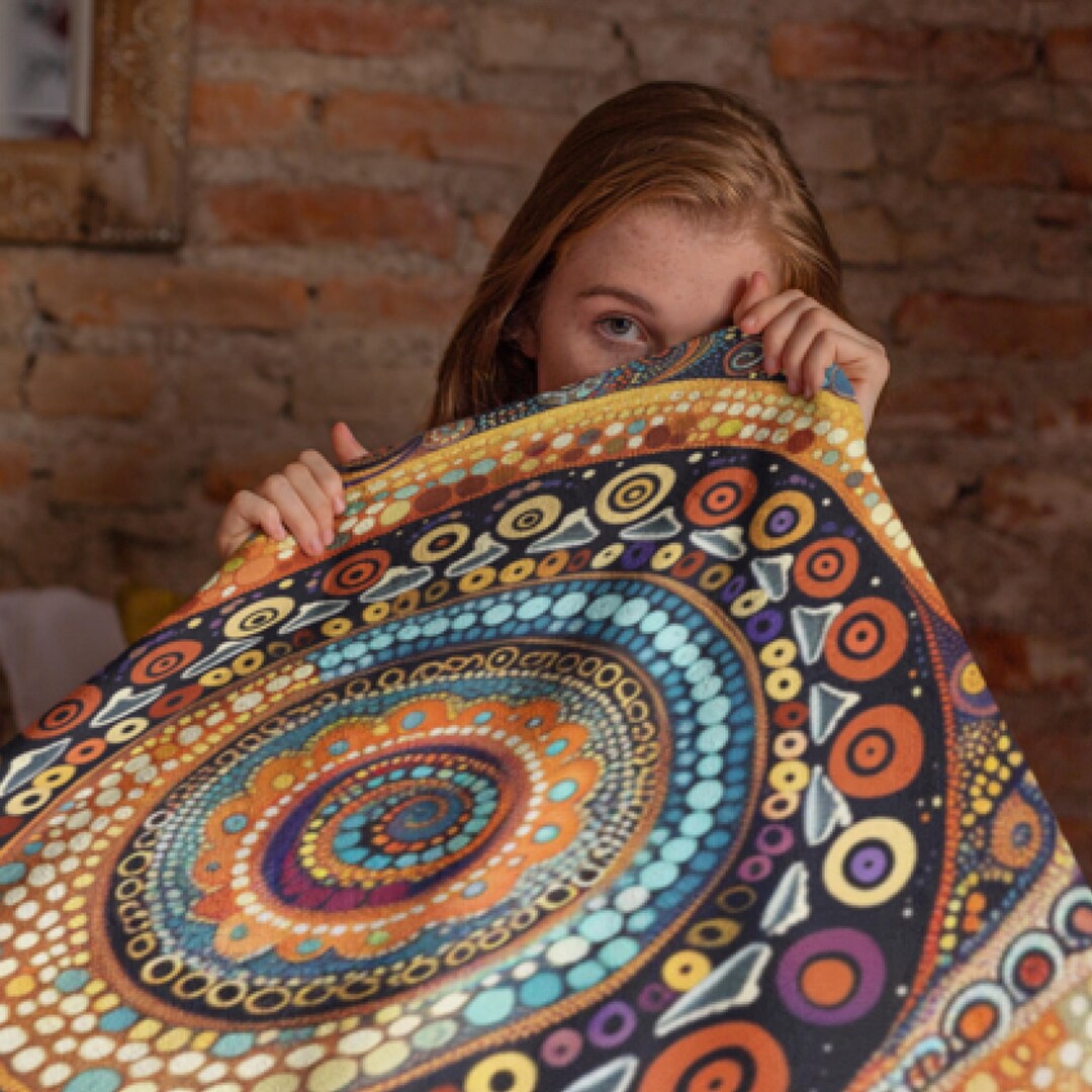 Indigenous Australian Dot Painting Blanket, Aboriginal Boho Design ...
