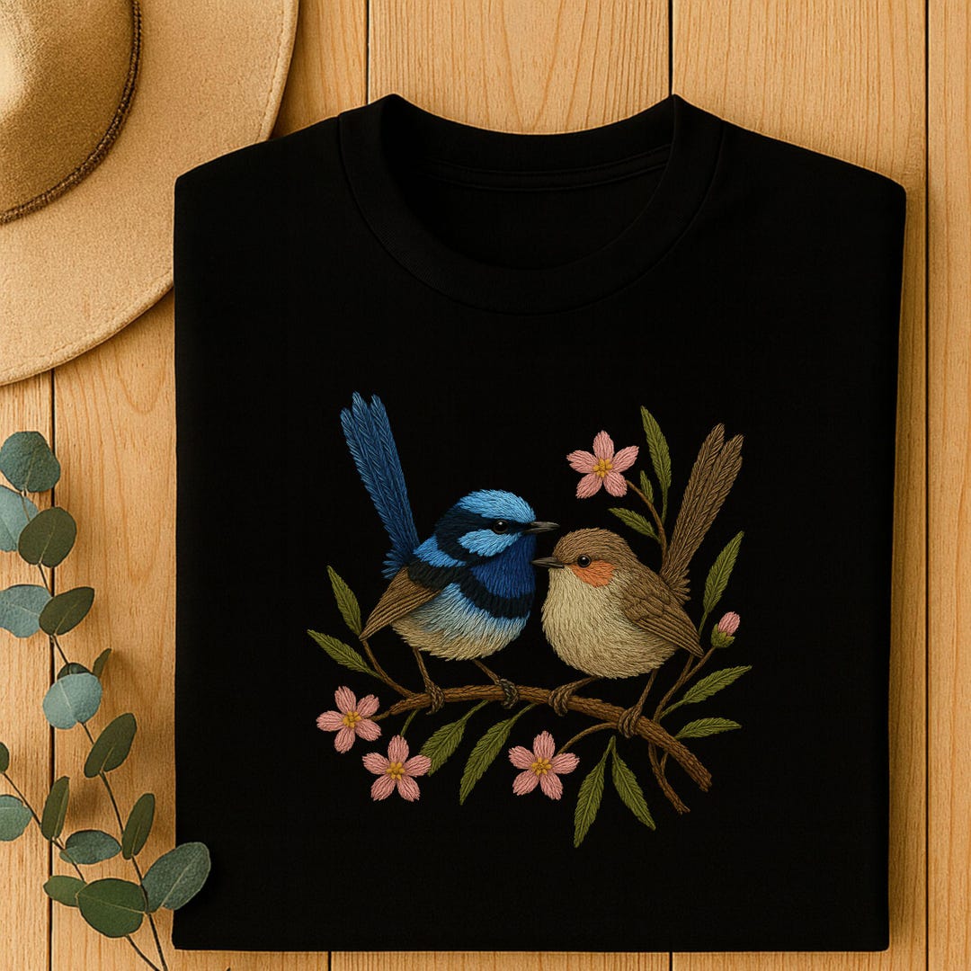 Australia Fairy Wren & Robin, Graphic T-shirt - Etsy