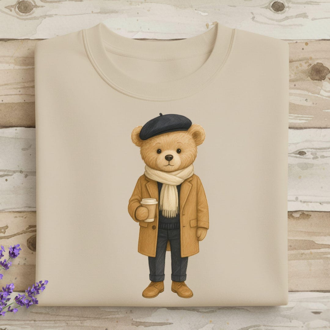 Paris Café Teddy Bear Sweatshirt, French Style Gift - Etsy