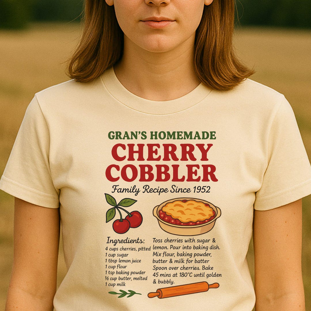 Retro 1950s Cherry Cobbler Recipe T-shirt: Nostalgic Baking Gift - Etsy