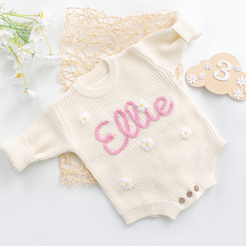 Hand Knit Baby Romper Pink - Etsy