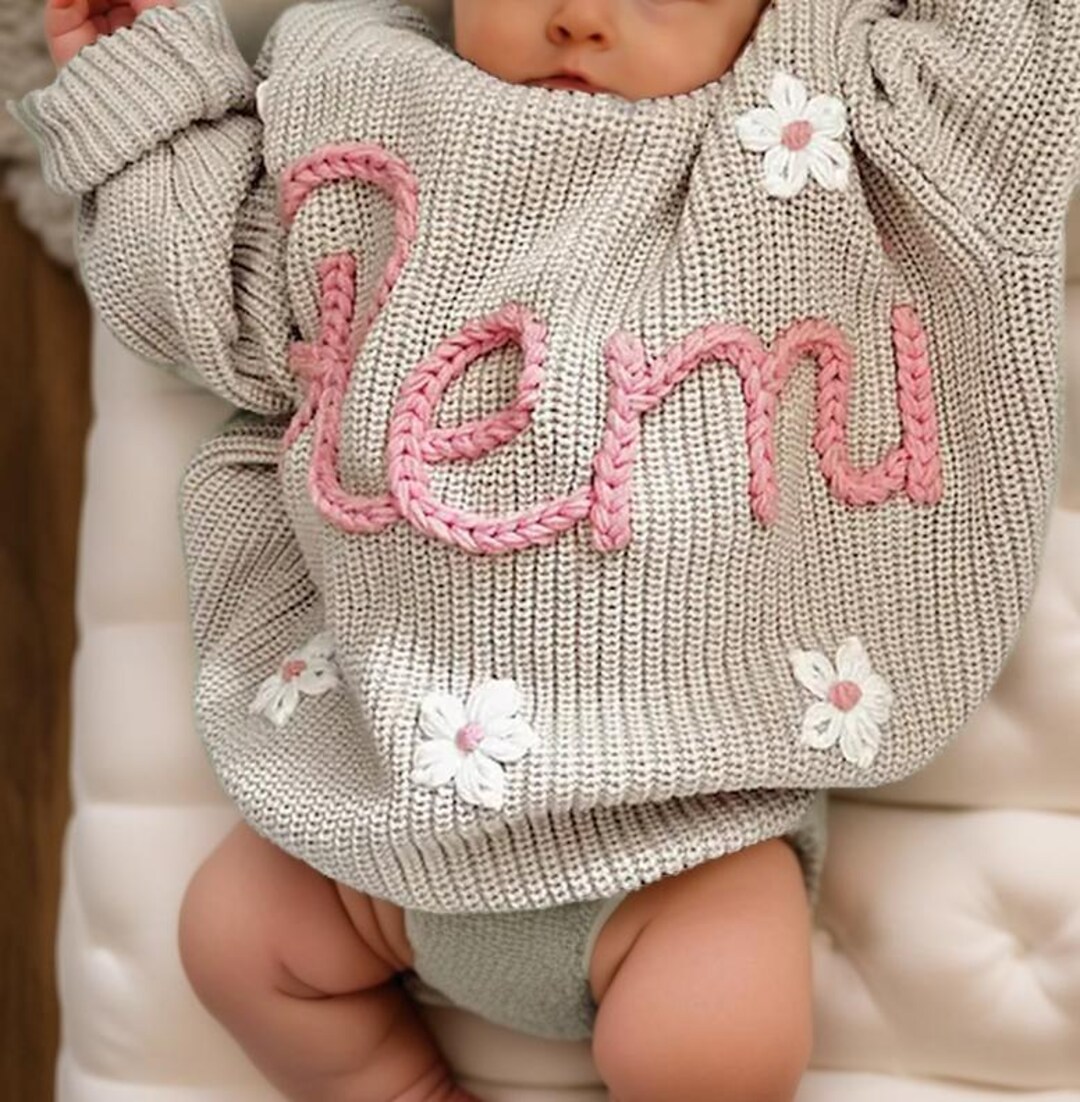 Custom Name Sweater Toddler,baby Chunky Sweater,baby Girl Jumper ...
