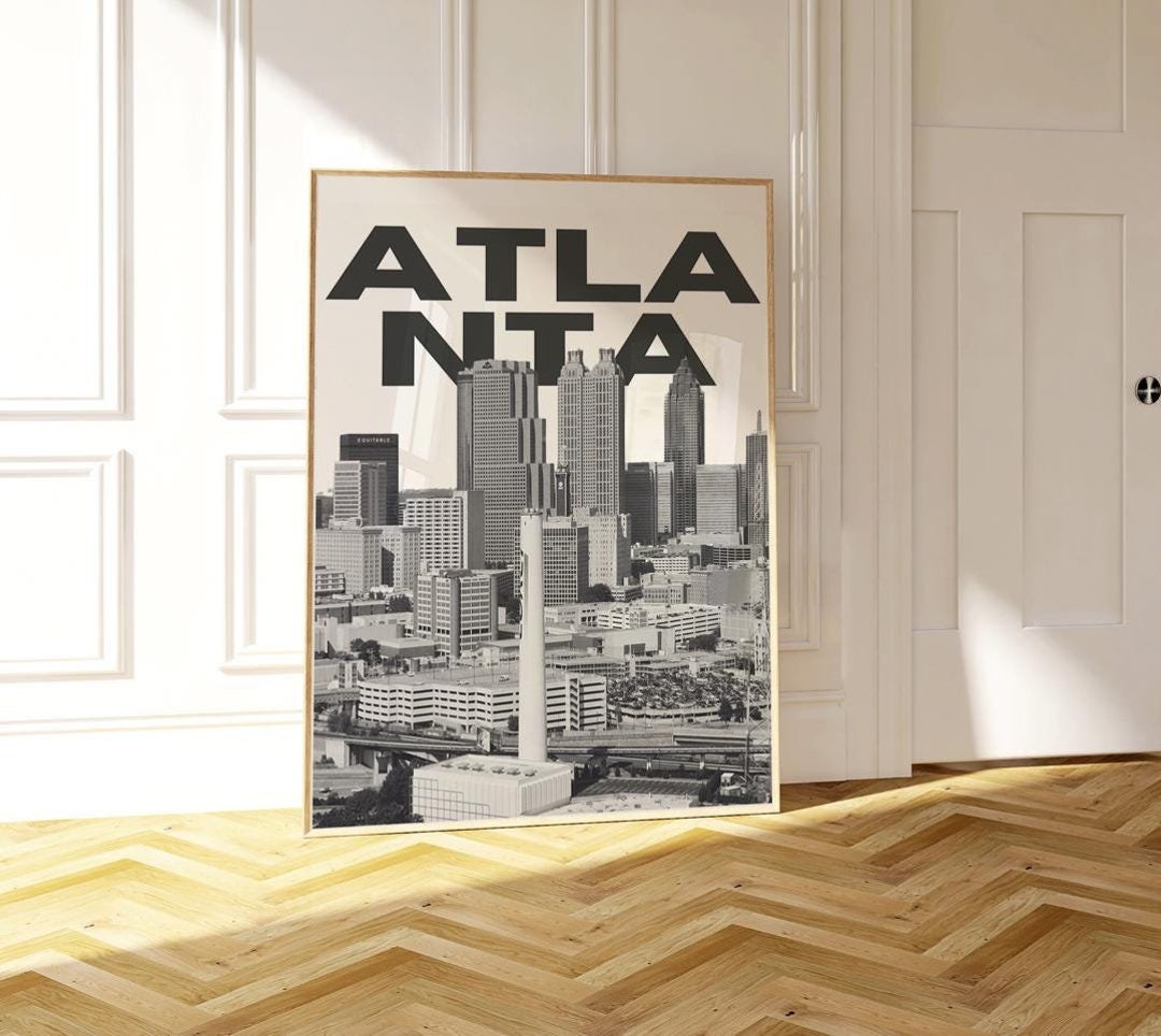 Retro Atlanta Poster Vintage Style Atlanta Skyline Print ATL Wall Art ...