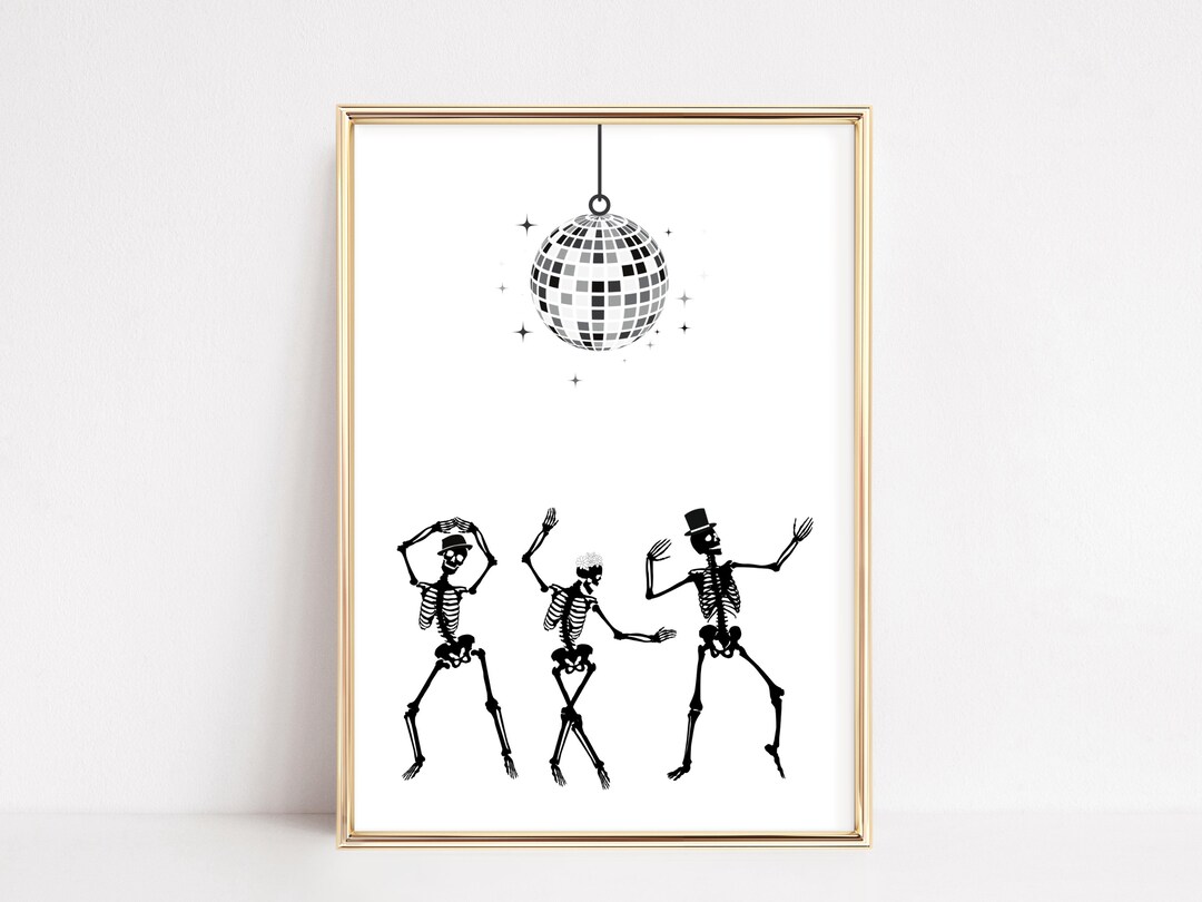 Dancing Skeleton Art | Cute Halloween Printable Wall Art | Disco ...