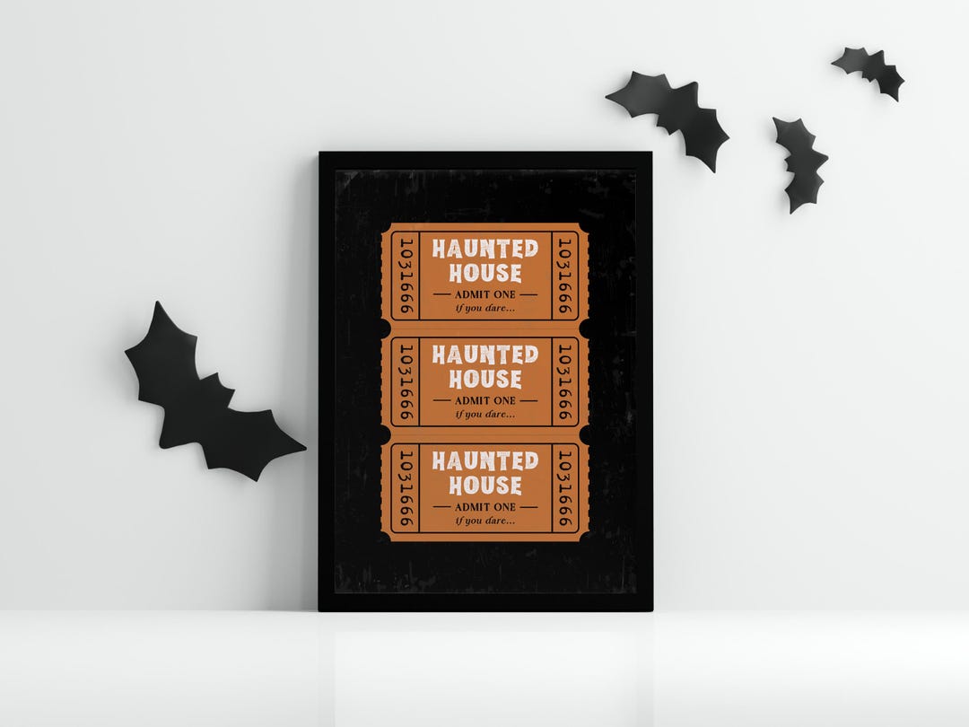 Haunted House Ticket Print: Retro Halloween Wall Art (digital Download ...