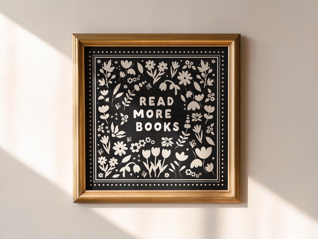 Read More Books Print | Antique Library Decor, Bookish Black Printable ...