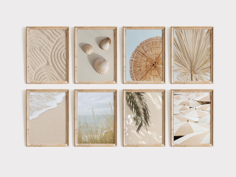 Neutral Coastal Print Set: Boho Beach Printable Wall Art Poster Bundle ...