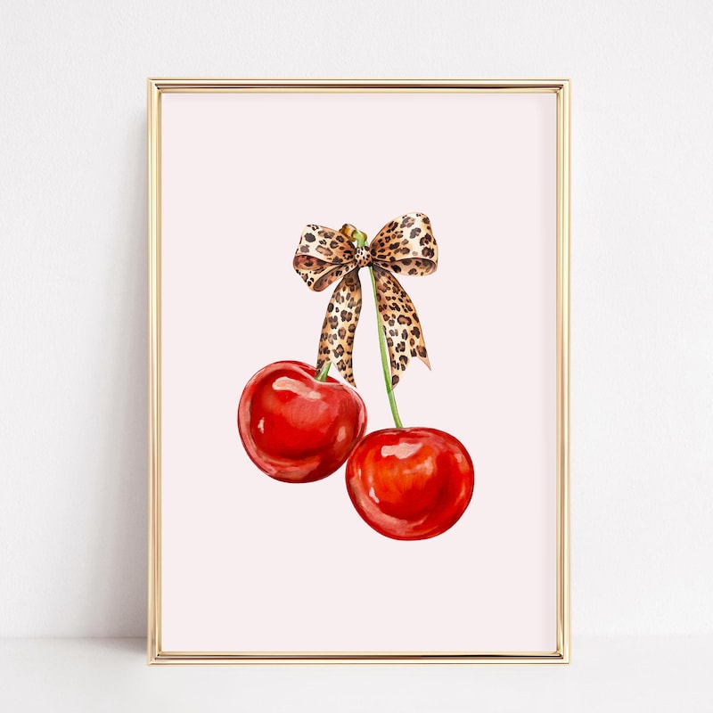 Cherry and Cheetah Wall Art - Etsy