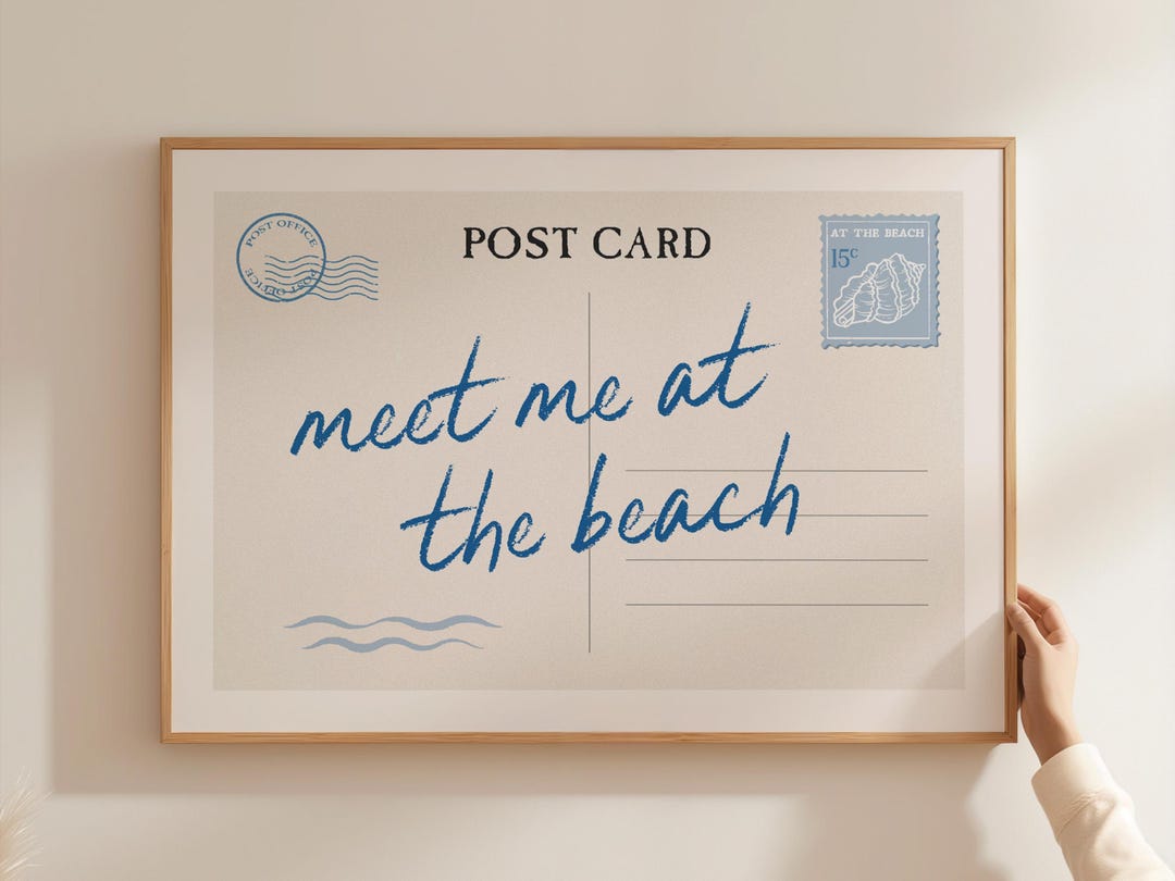 Meet Me at the Beach Post Card Print | Coastal Printable Wall Art ...