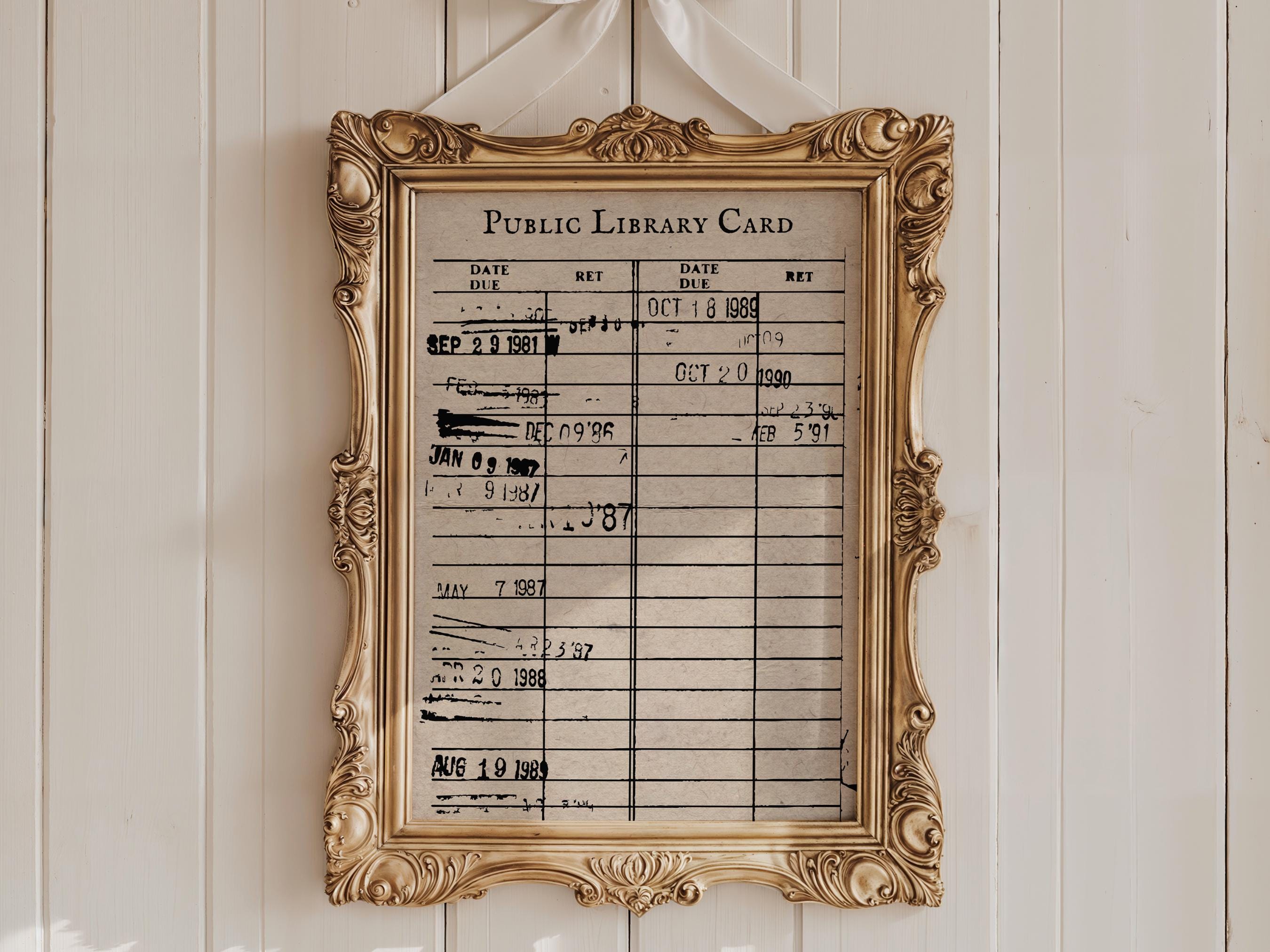 Vintage Library Card Print | Printable Wall Art, Book Lover Gift ...