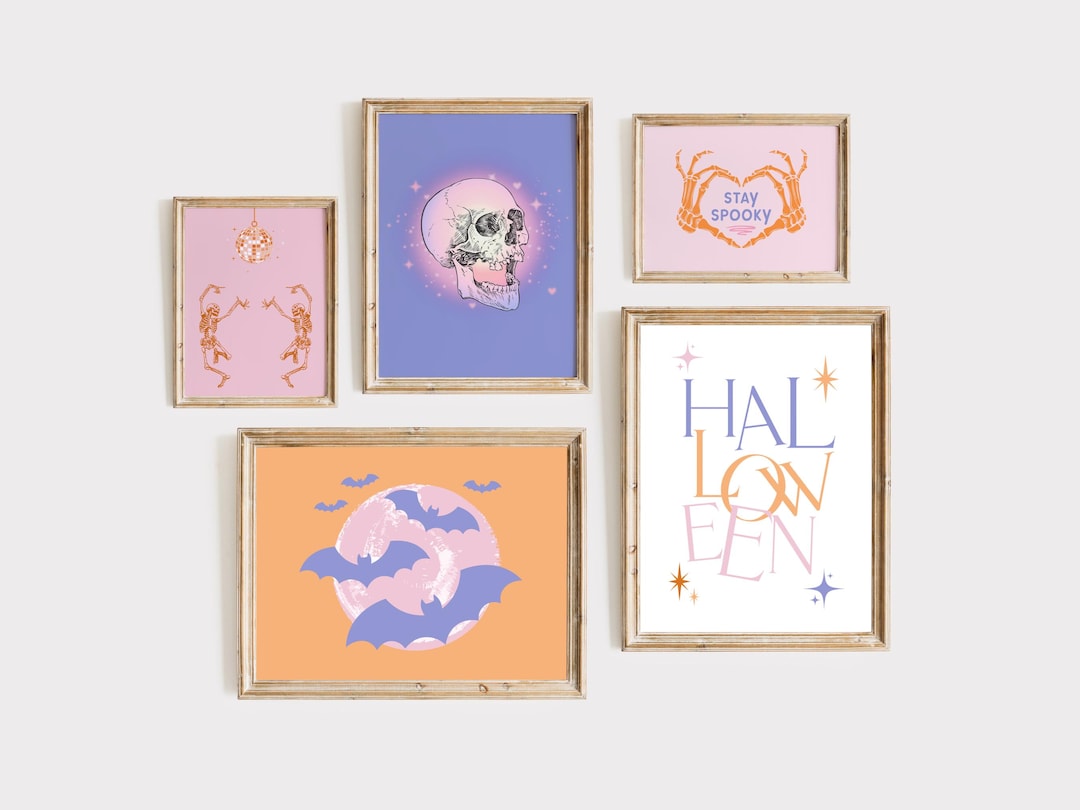 Pastel Halloween Print Set: Spooky Girly Gallery Wall Art (digital ...
