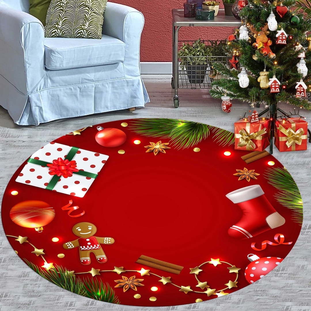 Merry Christmas Rug,round Christmas Rug, Christmas Gift, Christmas ...