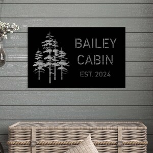 Personalized Metal Cabin Name Sign, Pine Tree Custom Metal Signs ...