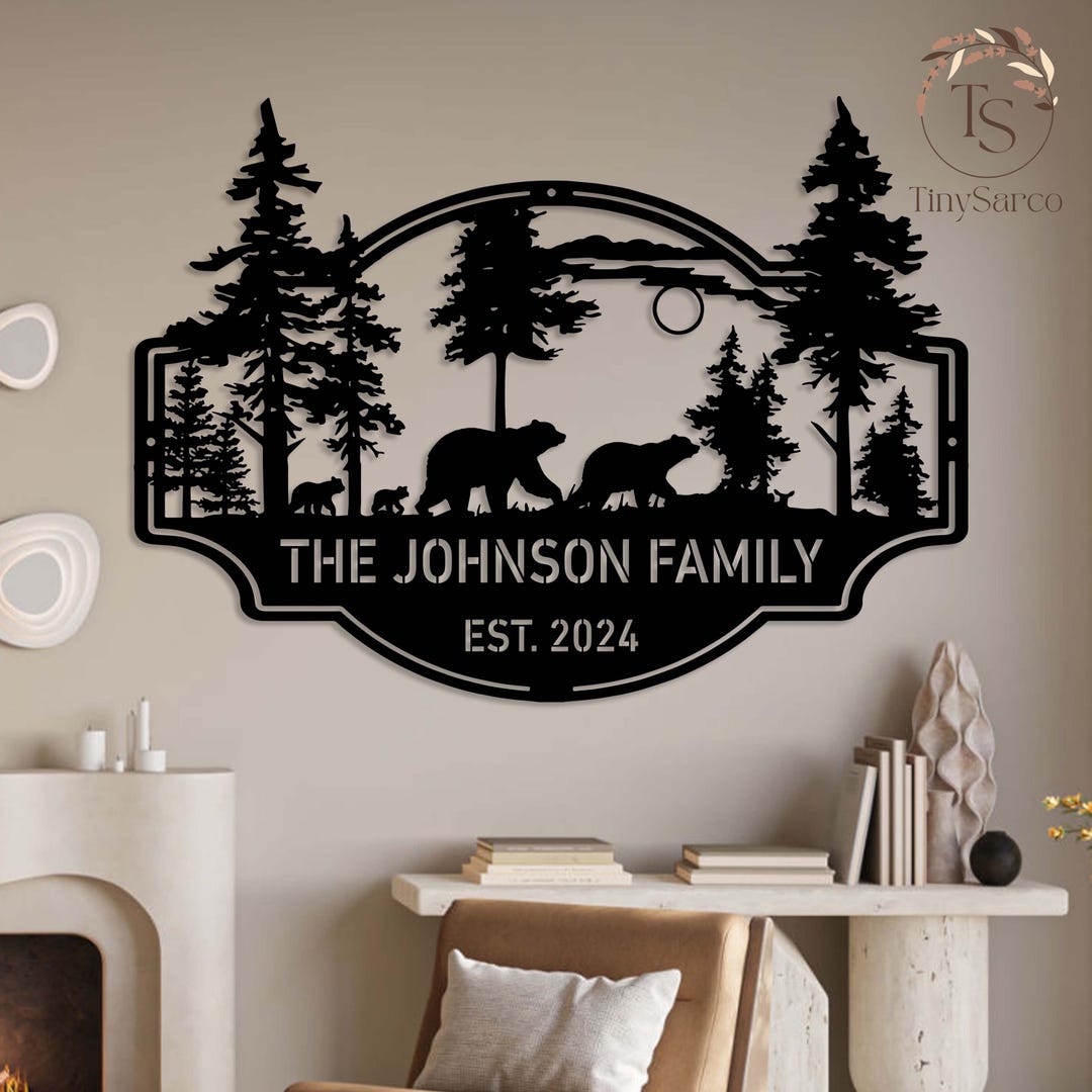 Bear Metal Sign Custom, Bear Lover, Personalized Cabin Sign, Bear ...
