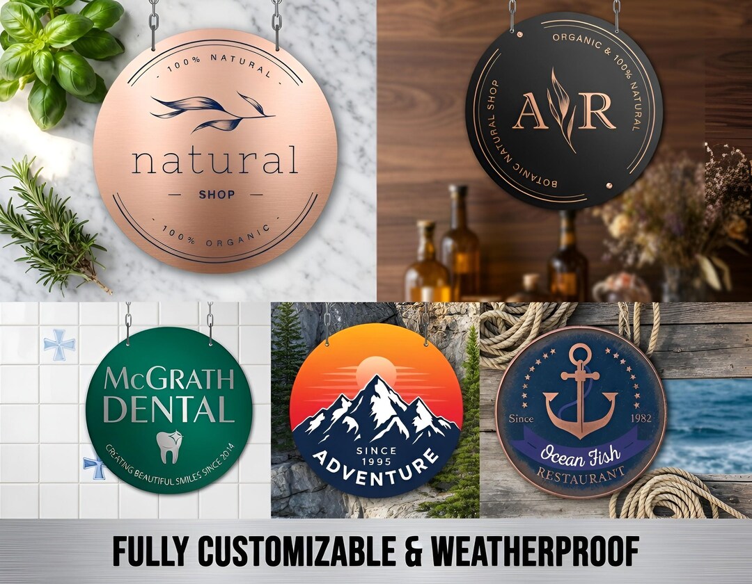 Custom Business Logo Metal Sign, Personalized Outdoor Shop Signage ...