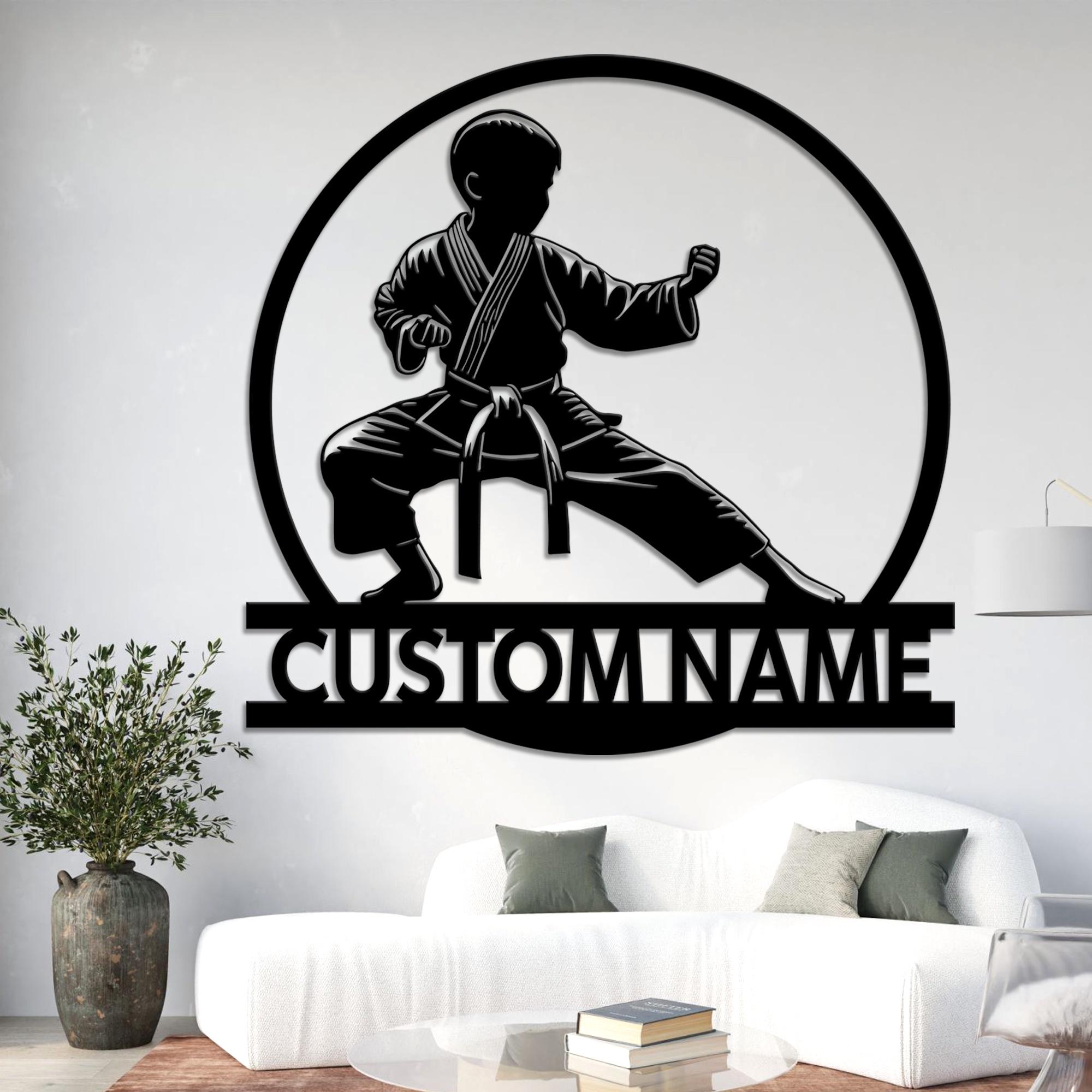 Custom Boy Karate Metal Wall Art With Led Lights, Martial Arts Sign ...