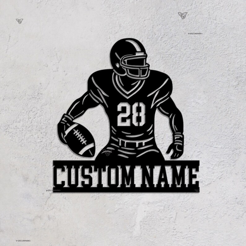 Custom American Football Metal Sign With LED Light, Football Player ...