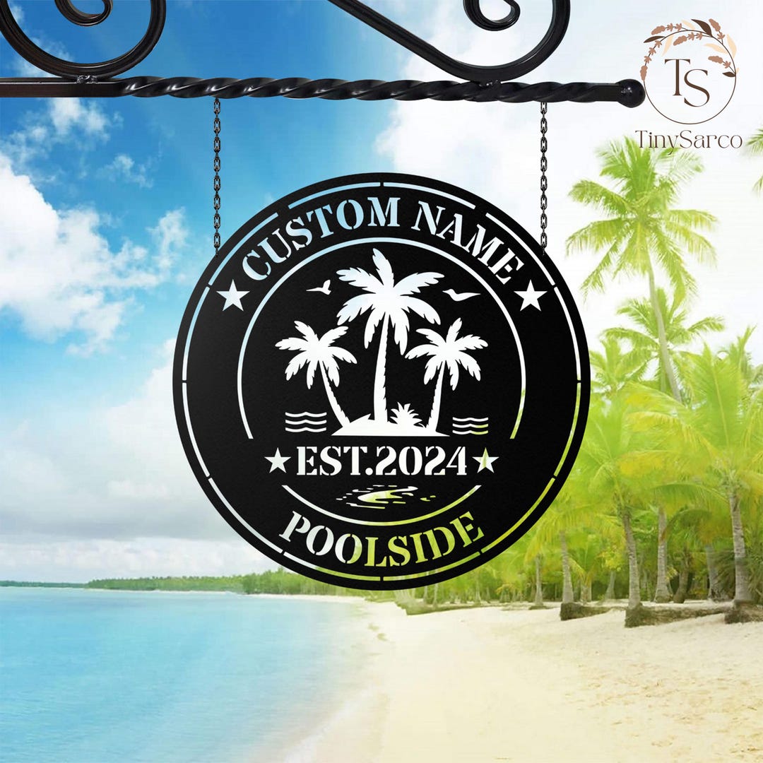 Personalized Metal Poolside Sign Wall Art | Metal Swimming Pool Sign ...