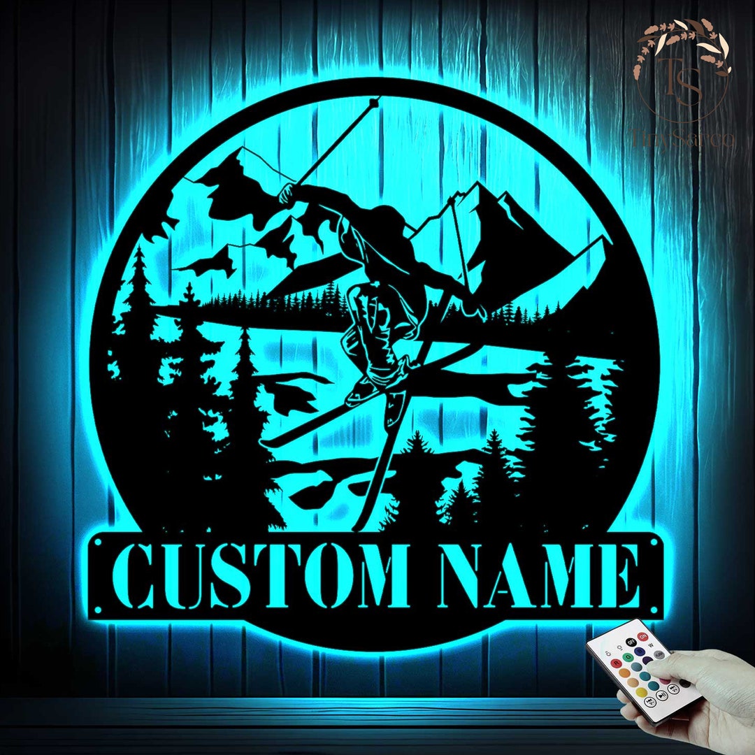 Personalized Freestyle Skier Name Sign Decoration With LED Light ...