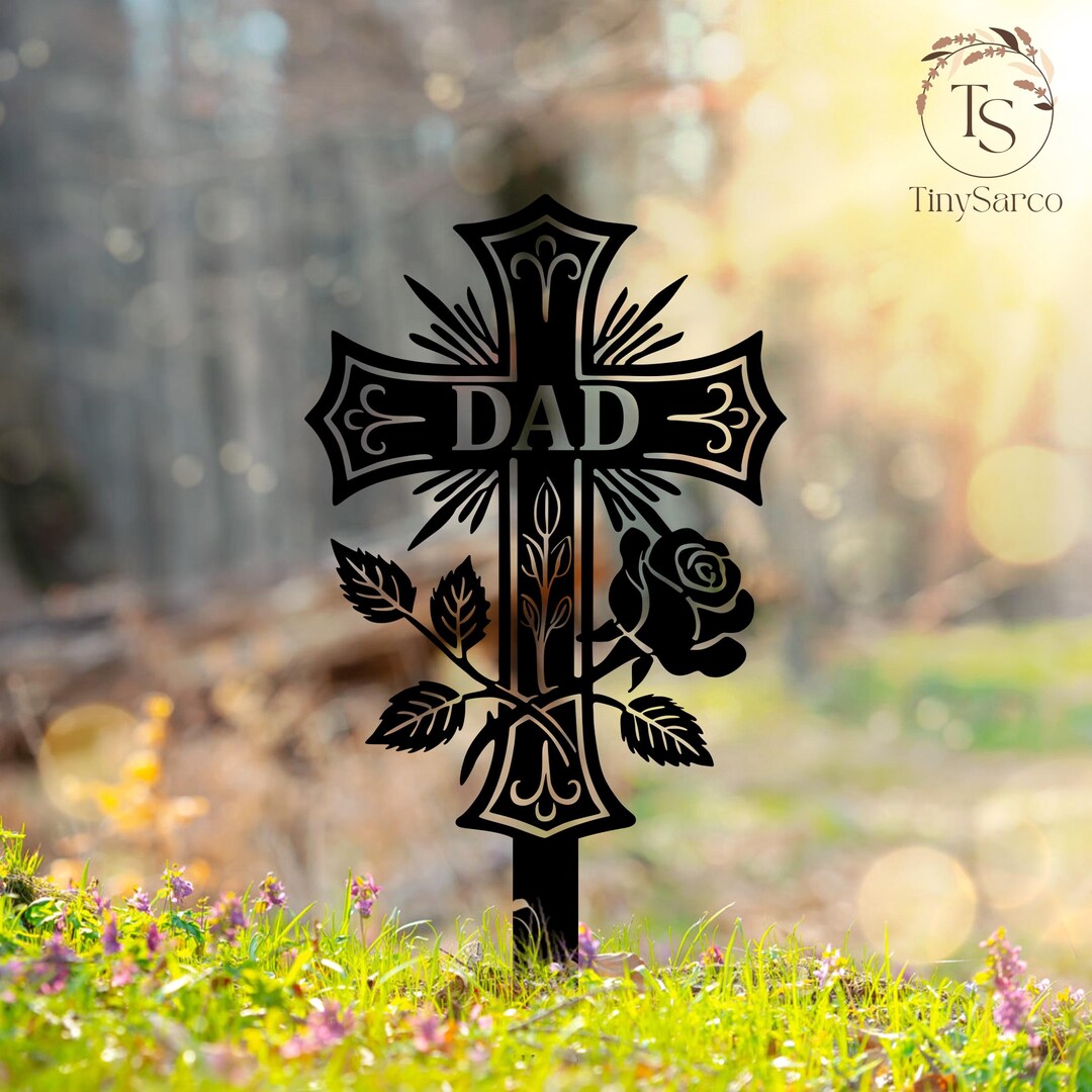Memorial Cross Stake Personalized, Custom Grave Marker, Memorial Cross ...