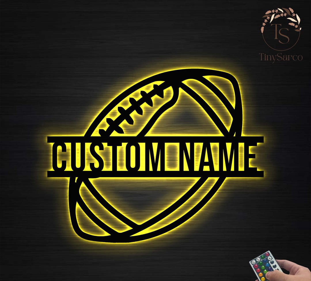 Personalized USA Football Metal Wall Art Led Light, Football Sign ...