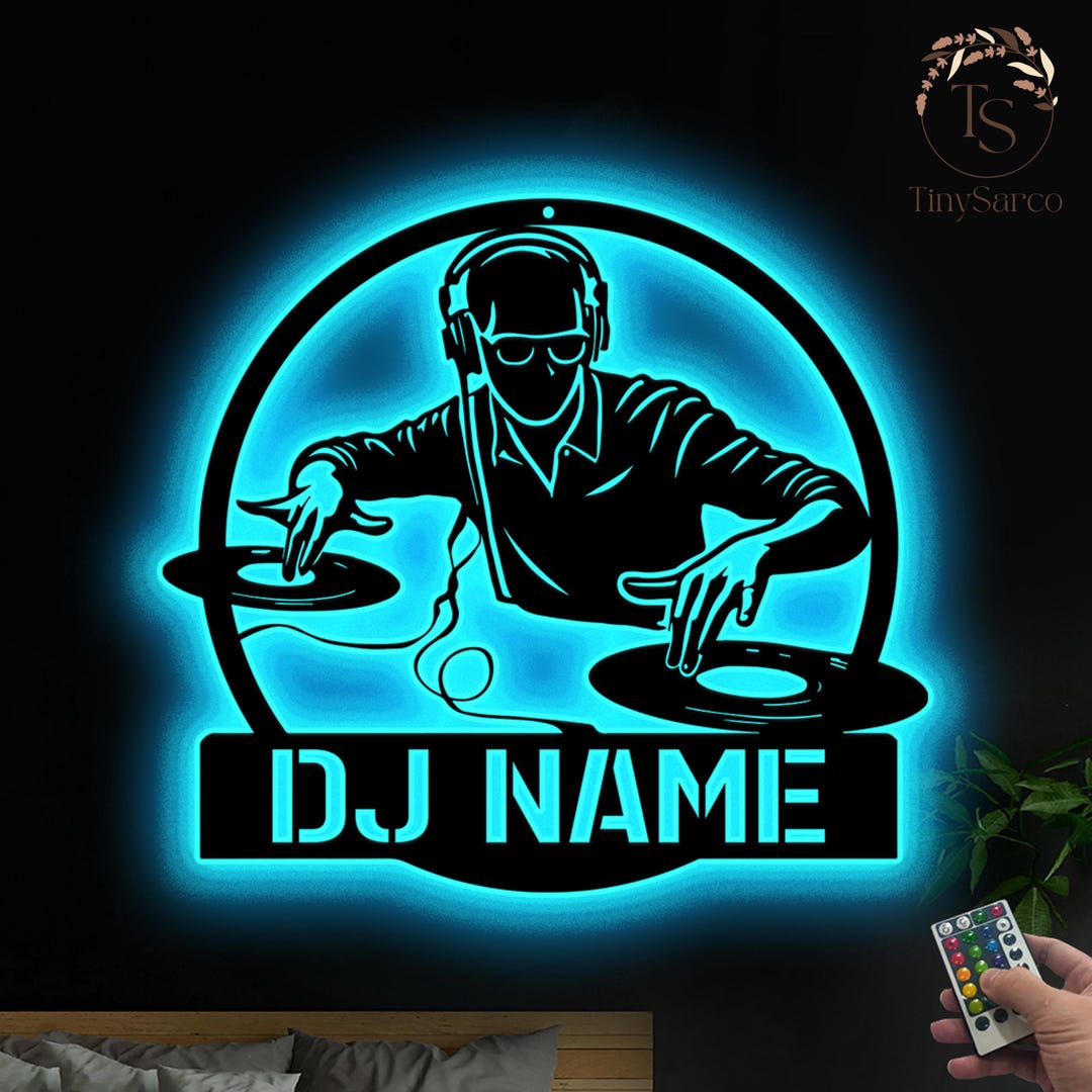 Custom DJ Metal Wall Art With LED Light, DJ Player Metal Sign, Gifts ...