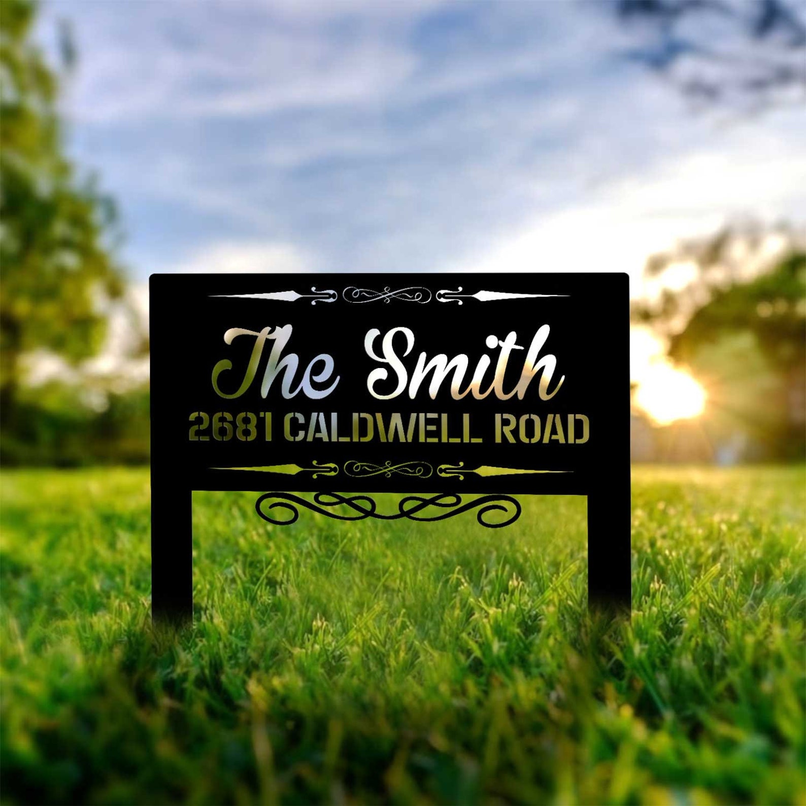Personalized Metal Address Sign With Stakes, Home Address Sign, Yard ...
