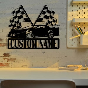 Race Car Custom Name Metal Sign LED, Race Car Sign, Dirt Track Racing ...