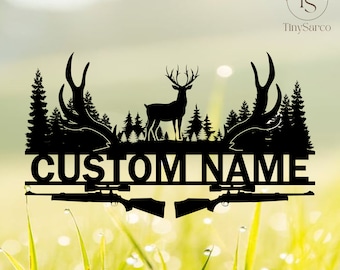 Custom Metal Deer Cabin Sign, Deer Hunter Gift, Cabin Decor, Custom ...