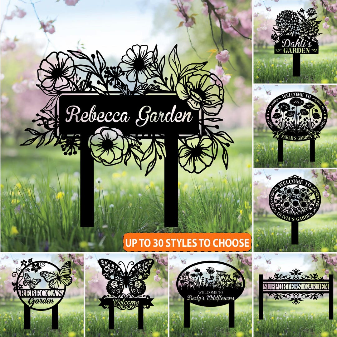 Personalized Flower Garden Sign, Custom garden Name Sign,unique Outdoor ...