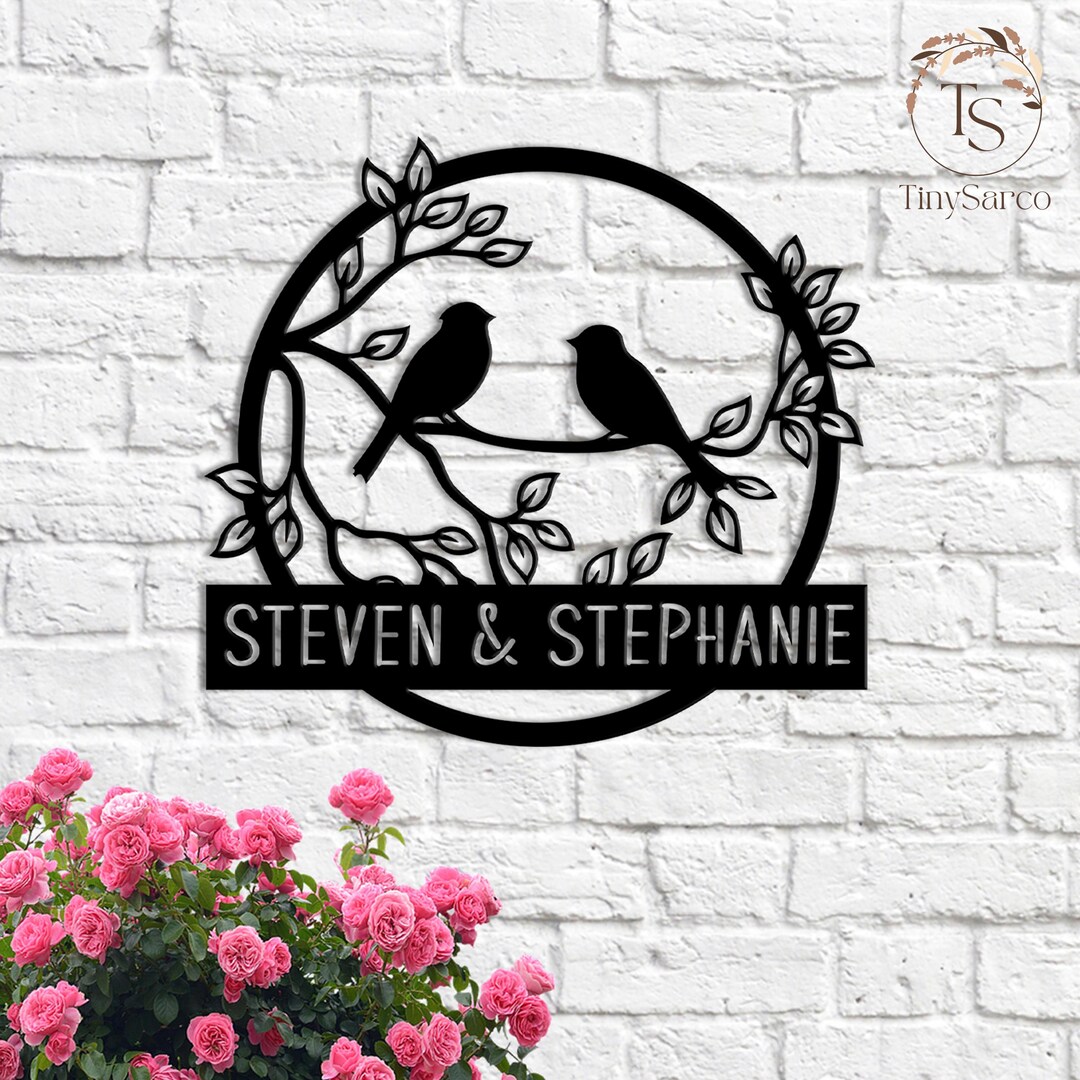 Custom Love Birds Metal Sign, Personalized Bird Name Sign,love Birds ...