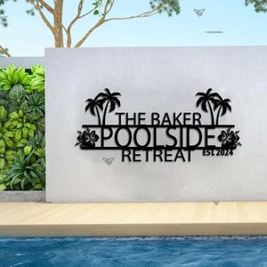 Personalized Hibiscus Pool Sign Metal Wall Led Light, Outdoor Patio ...