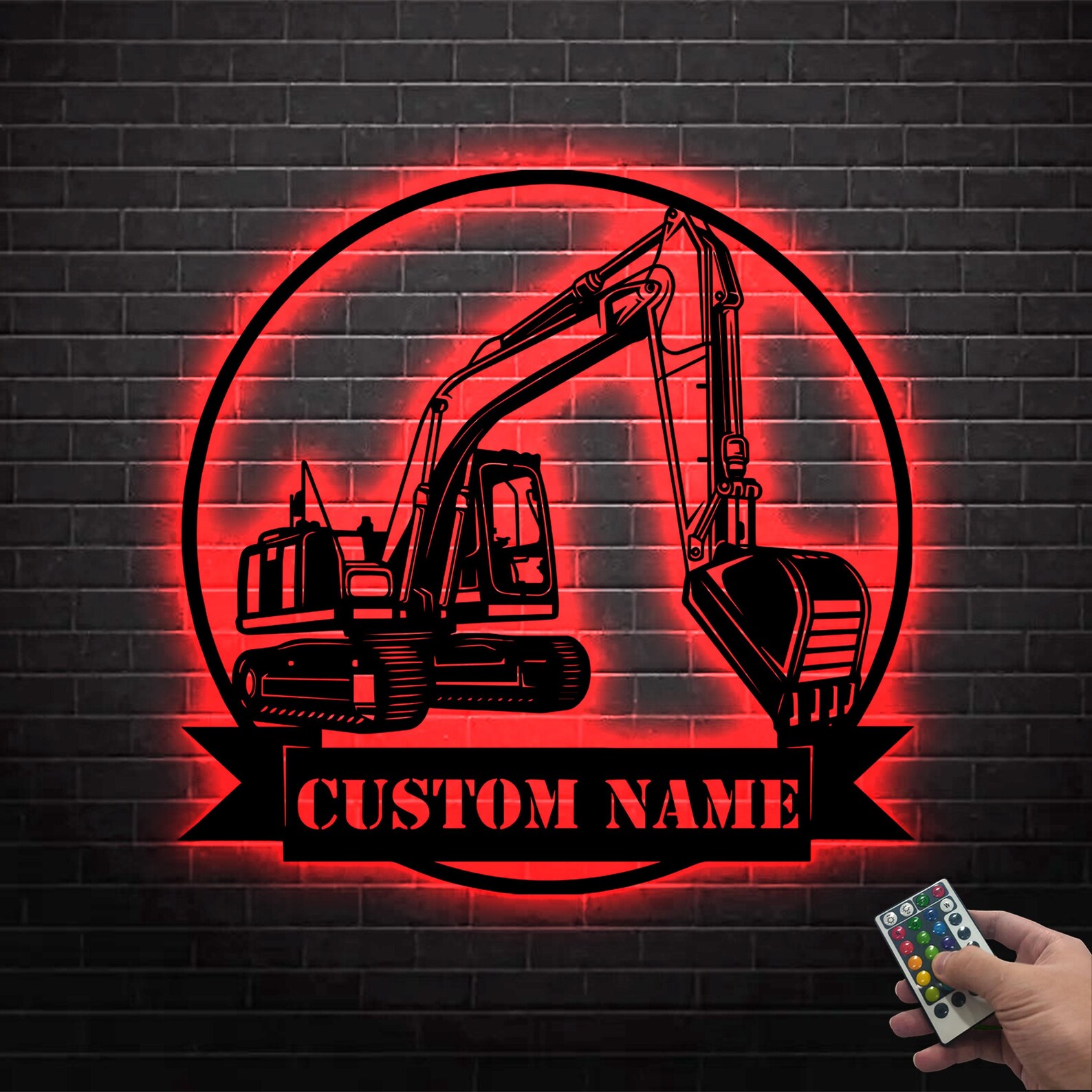Personalized Excavator Driver Metal Wall Art LED Lights Custom ...