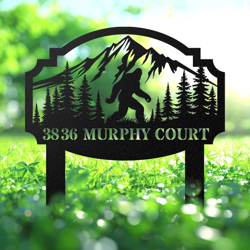 Custom Bigfoot Address Sign for Yard Sasquatch Metal Street Number Sign ...