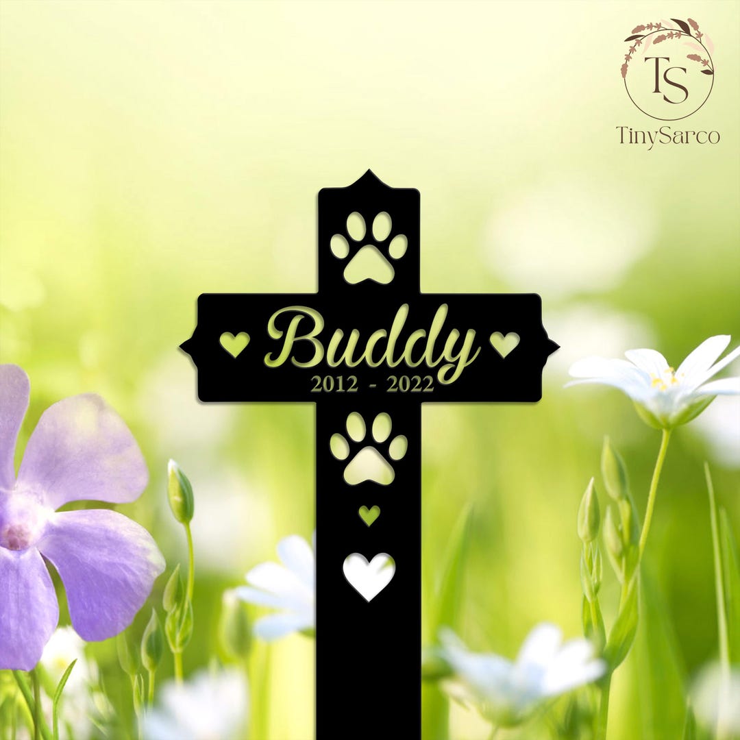 Personalized Metal Pet Memorial Stake, Dog Paw Print Grave Marker ...