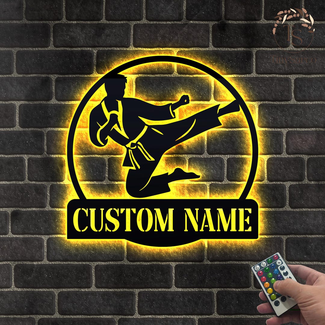 Custom Metal Boy Taekwondo Sign With Led Lights, Korean Martial Arts ...
