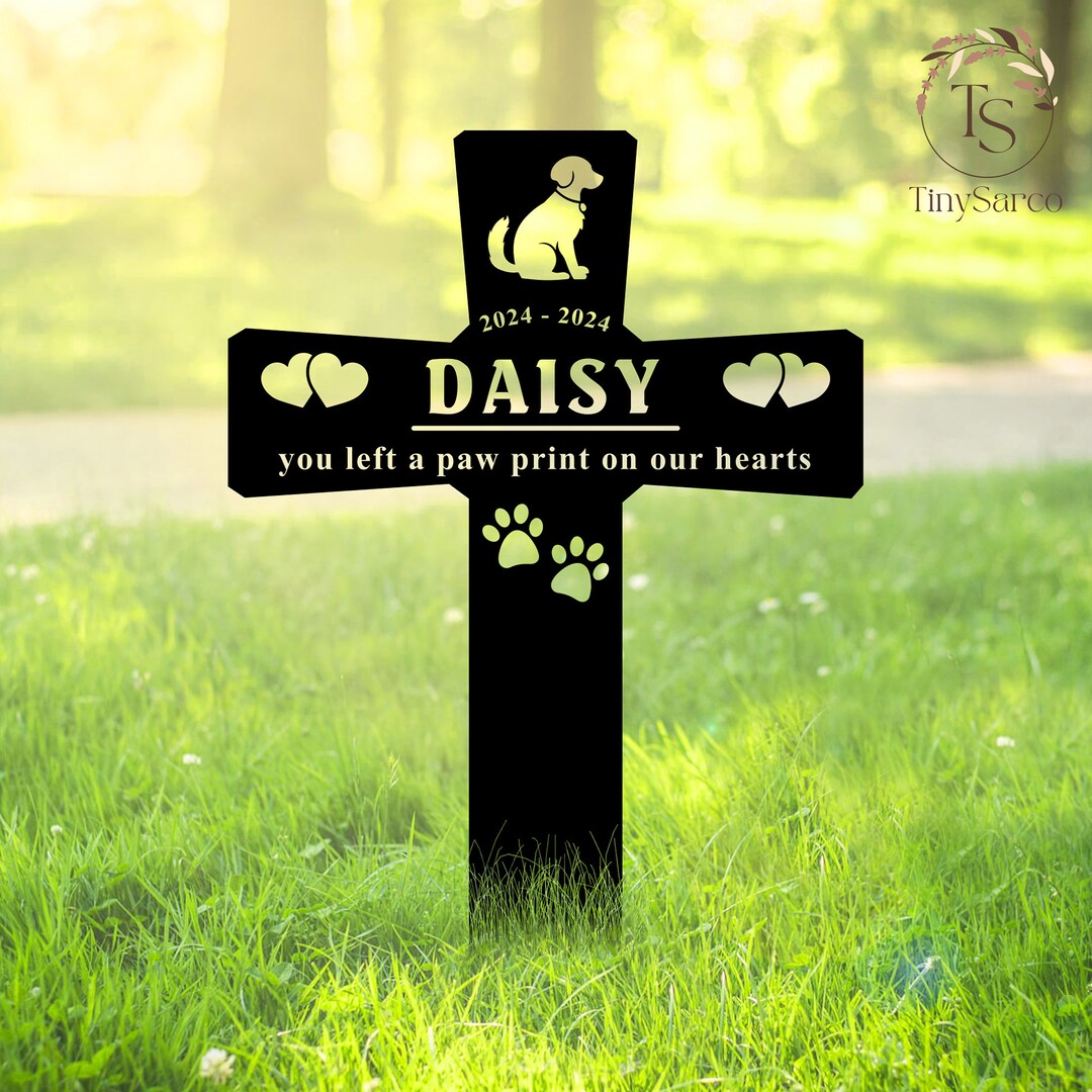Personalized Dog Breed Memorial Metal Sign, Dog Garden Cross Stake ...