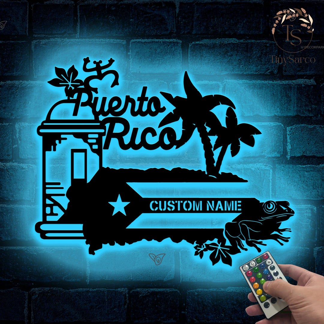 Personalized Puerto Rico Metal Sign, Born in Puerto Rico Metal Led ...
