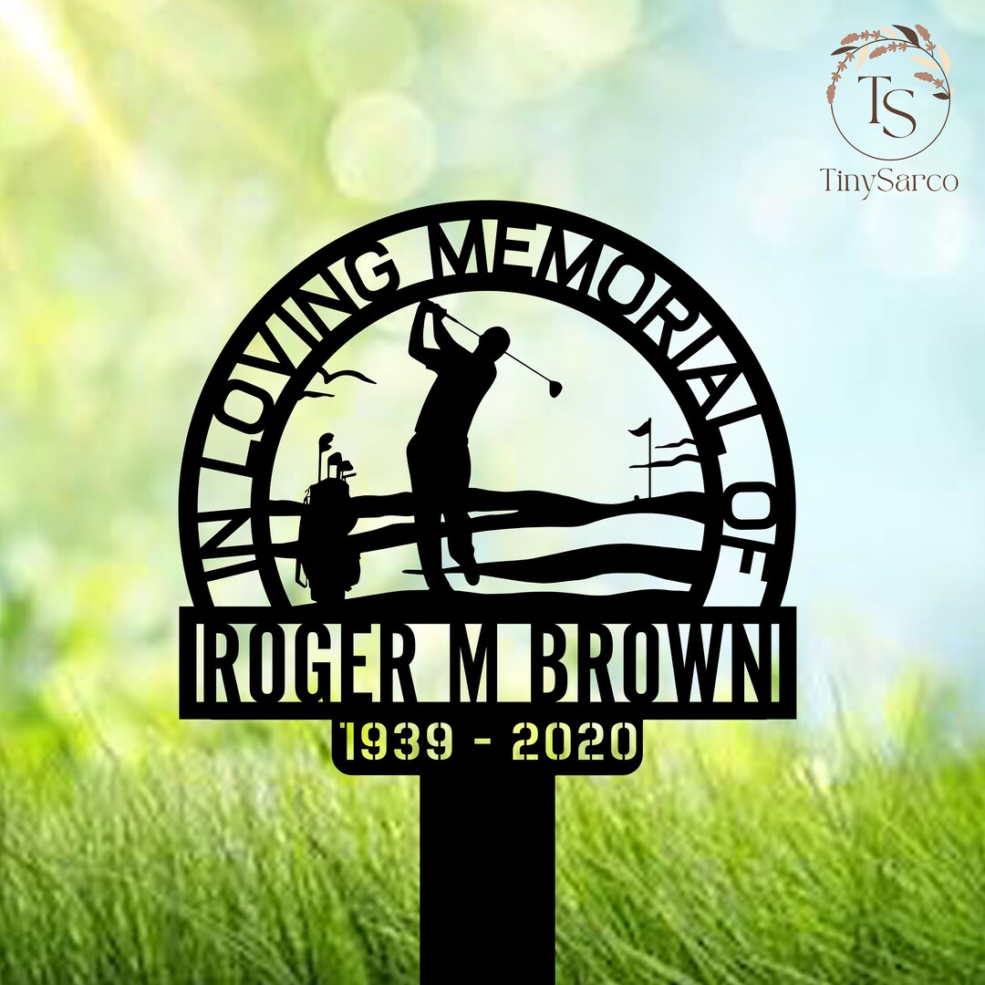 Custom Golf Player Memorial Metal Stake, in Loving Memorial, Sympathy ...
