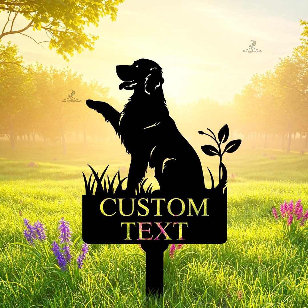 Personalized Dog Garden Sign, Custom Golden Retriever Silhouette Metal ...