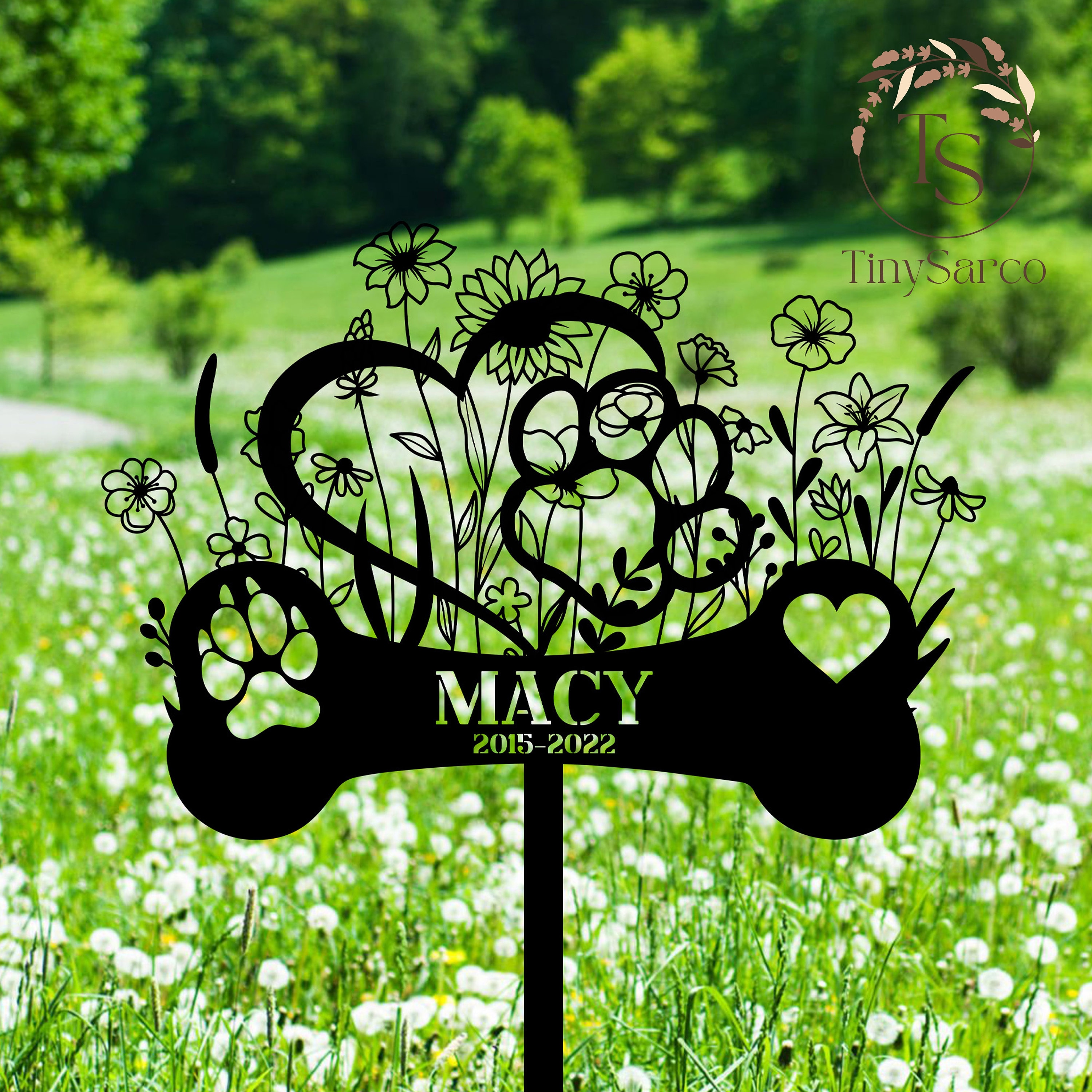 Dog Memorial Stake With Heart and Paw Custom, Dog Garden Metal Stake ...