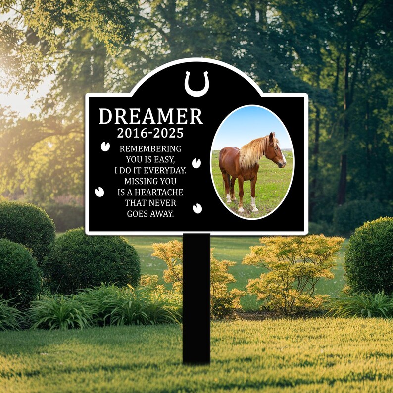 Custom Horse Pet Memorial, Personalized Photo Horse Yard Stake, in ...