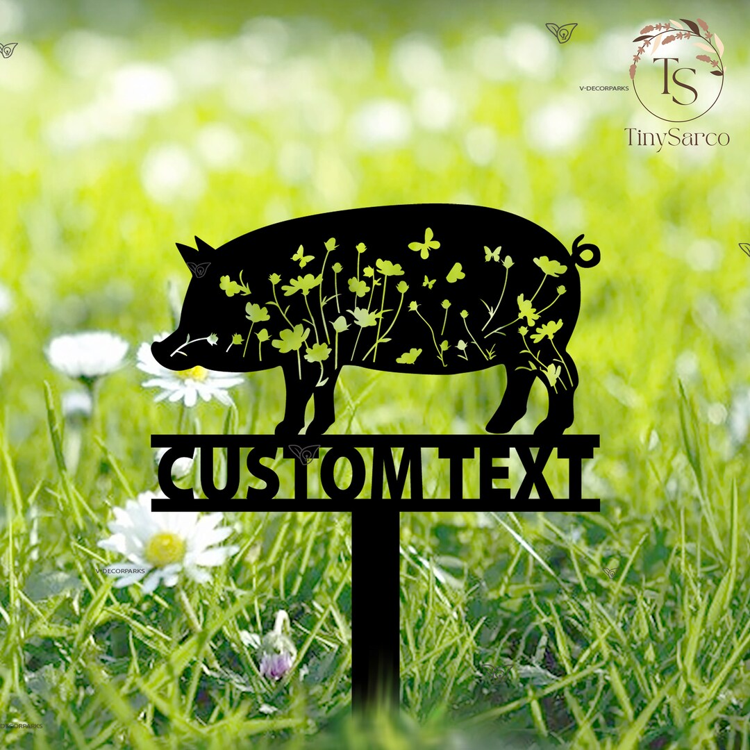 Pig Metal Sign With Stakes, Custom Pig Sign Name, Personalized Pig Farm ...