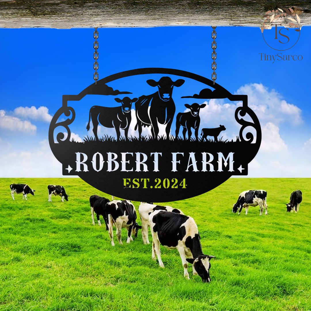 Cow Metal Sign Custom, Cow Cattle Metal Wall Art, Cow Ranch Decor ...