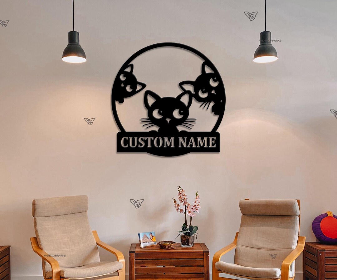 Personalized Cat Sign, Custom Cat Name Sign, Kitten Welcome Sign Door ...