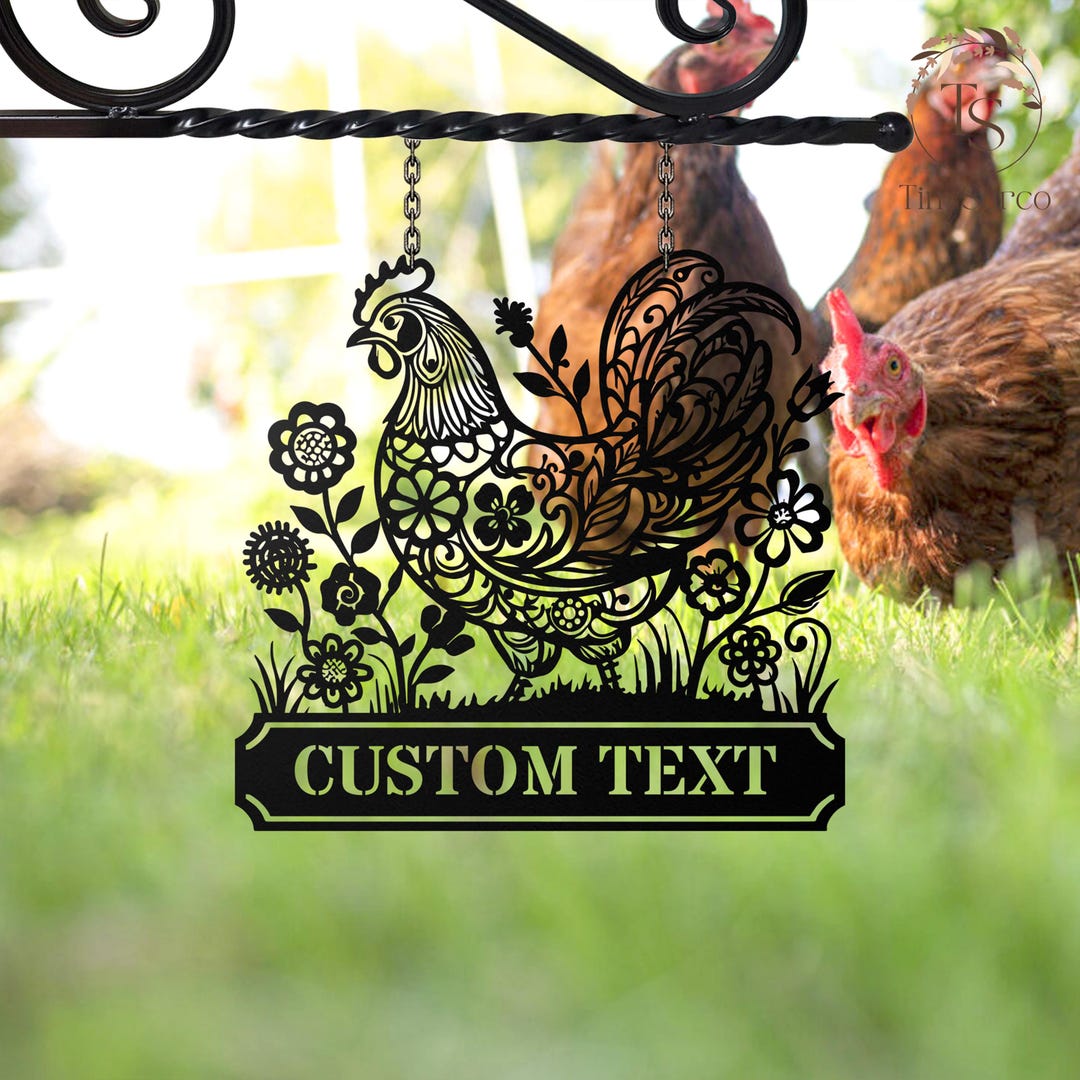 Personalized Chicken Sign, Metal Chicken Coop Sign, Custom Chicken Farm ...